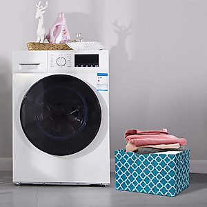 HOKEMP 2 Pack Storage Bins Foldable Stackable Underbed Storage Baskets with Steel Frame for Toys, Bookshelves, Clothes, Home Closet, Laundry (Blue lantern)