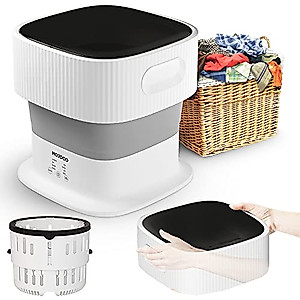 Mojoco Foldable Washing Machine - Portable Washing Machine for Baby/Girls Clothes/Socks/Underwear/Towels - Collapsible Mini Washer - Automatic Energy Efficient Laundry Machine with Blue Light