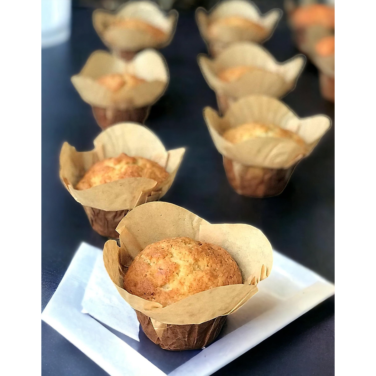 The Baker Celebrations Natural Paper Lotus Crown Baking Cup Cupcake Muffin Liners Cups; Made in Canada (100)