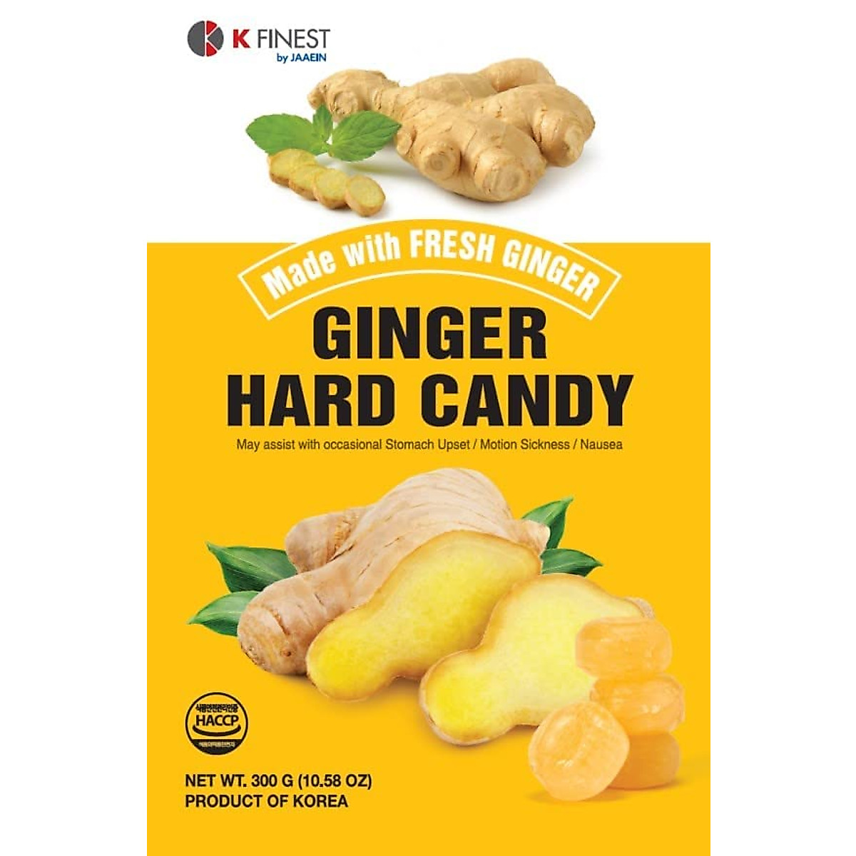 GINGER HARD CANDY Made with Fresh Ginger Extra Strength Flavor Individual Wrapped Product of KOREA_300 Grams_10.58oz