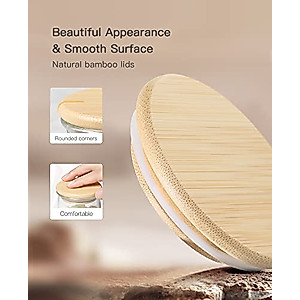 Oui Yogurt Jar Lids - 6 Pack Oui Lids- Natural Bamboo Wood with Silicone Sealing Rings, For 5 Oz Oui Yogurt Jars