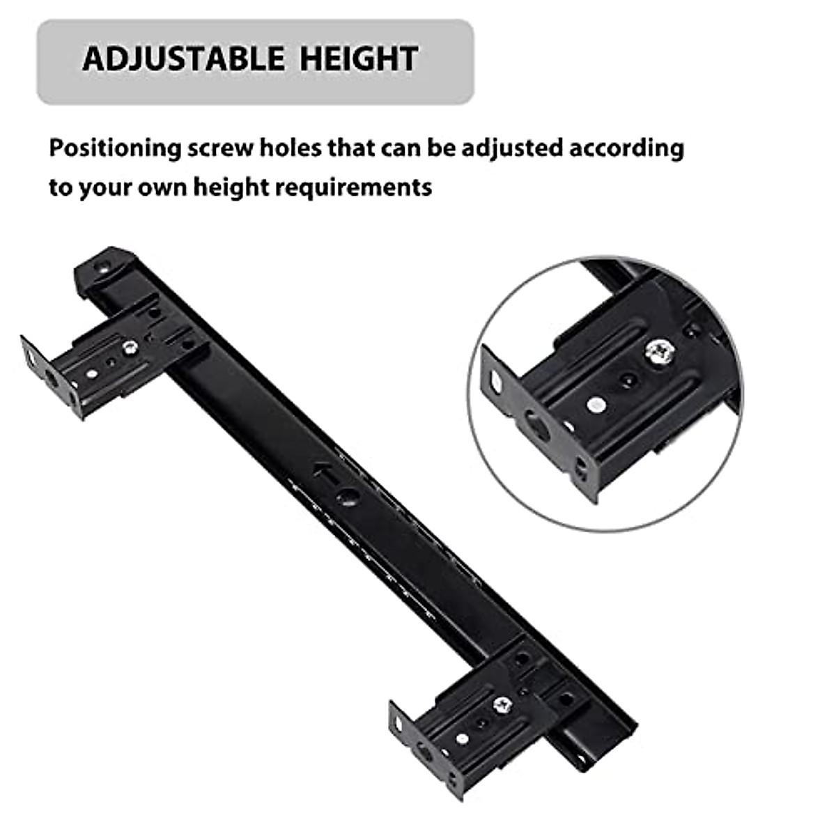 EVCUHASL Keyboard Slide, 14 Inch Heavy Duty Ball Bearing Drawer Slides, Undermount Keyboard Tray Slides, Black Powder Finished Cabinet Furniture Hardware with Adjustable Height Bracket