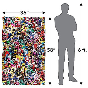 Trevco Power Rangers Crowd of Rangers Silky Touch Super Soft Throw Blanket 36" x 58"