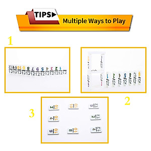 NOLIE Mexican Train Dominoes Game, Double 12 Dominoes Set, Colored Number Dominoes with Aluminum Case