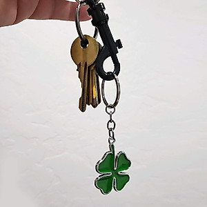 iJDMTOY Chrome Finish The Lucky Quadrifoglio Four Leaf Clover Cloverleaf Key Chain Ring Keychain