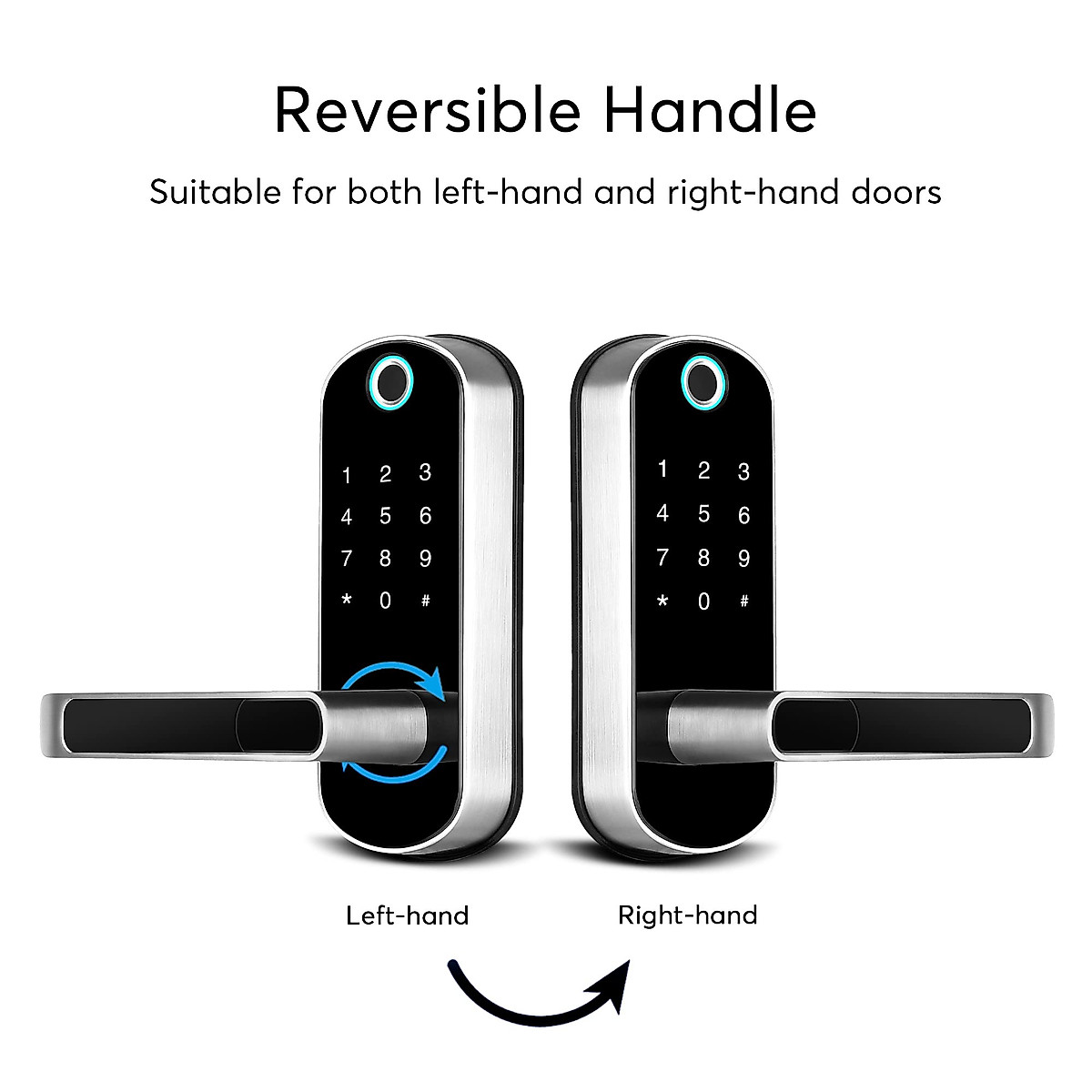 Smart Lock,TFX1 Bluetooth Enabled Fingerprint and Touchscreen Electronic Door Lock|TTLock App Unlock|Keyless Entry|Auto Lock|Fingerprint Door Lock for Home Office Apartment Hotel Garage School(Silver)