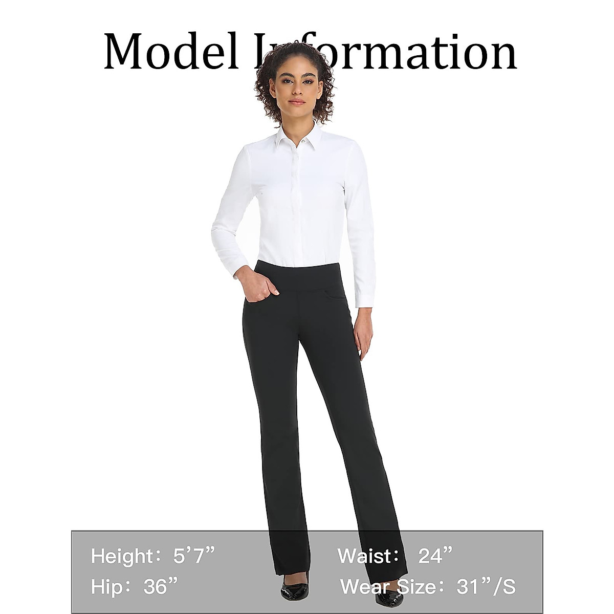 Safort 28" 30" 32" 34" Inseam Regular Tall Bootcut Yoga Pants, 4 Pockets, UPF50+, 31 Inseam, Black, XXXL