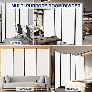 4 Panel Room Divider, Folding Privacy Screen Wall Divider for Room Separation, Freestanding Room Partitions for Home Office Dorm Decor 84”W×67”H, White