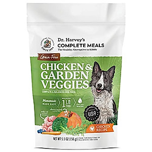 Dr. Harvey's Chicken & Garden Veggies Dog Food, Human Grade Grain-Free Dehydrated Food for Dogs with Freeze-Dried Chicken, Trial Size (5.5 Oz)