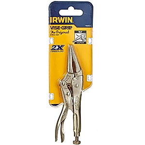IRWIN VISE-GRIP Original Locking Pliers, Long Nose, 4-Inch (1602L3),Silver,100mm