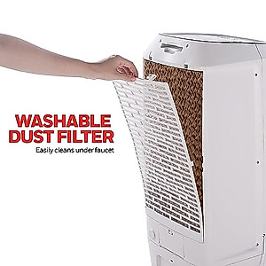 Honeywell 700 CFM Compact Spot Fan & Humidifier, Indoor Portable Evaporative Air Cooler, Swamp cooler, Remote Control (White)