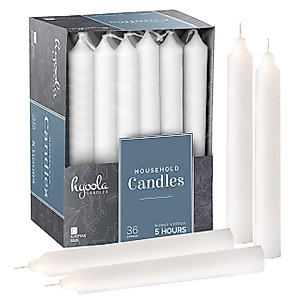 Hyoola Taper Candles - 6 Inch White Dripless, Unscented Dinner Candle - 36 Pack European Made Candles 5 Hour Burn Time