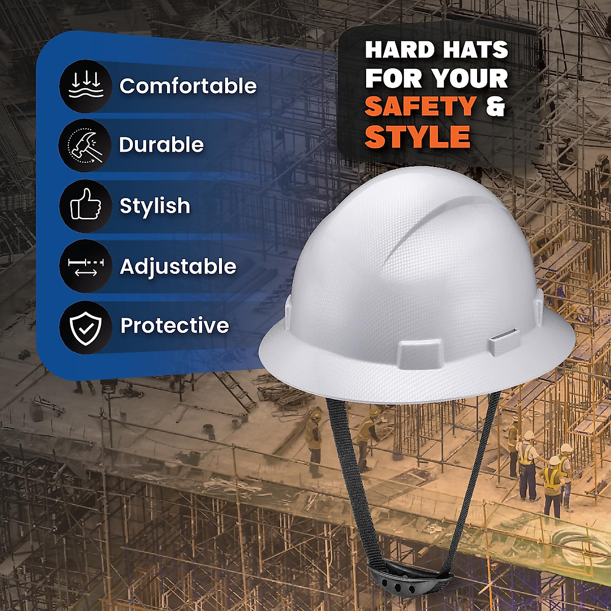 Acerpal Updated Vented Full Brim Hard Hat, Light Grey Carbon Fiber Gloss, Padded, OSHA Construction Safety Approved Hardhats, Hard Hats for Men, Cascos De Construccion Helmet.