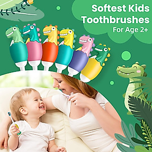 ZMRZ Kids Manual Toothbrush, Extra Soft Bristle Toddler Toothbrush with 10000 Bristles, Kids Travel Toothbrush Designed for Delicate Teeth & Gums for Children 2-7 Years (Green)