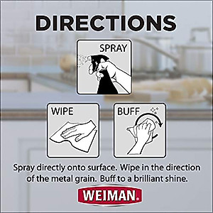 Weiman Stainless Steel Cleaner and Polish Trigger Spray - Protects Against Fingerprints and Leaves a Streak-less Shine - 12 Ounce