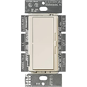 Lutron Diva Dimmer Switch for Incandescent Bulbs, 600-Watt/Single-Pole, DV-600PH-LA, Light Almond