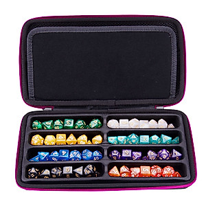 SIQUK Dice Case DND Dice Box Dice Storage Case Dice Organizer Holder with Handle Removable Slotted Tray Holds 8 Sets DND Dice for Dungeons & Dragons and Other RPG Table Games, Rose Red