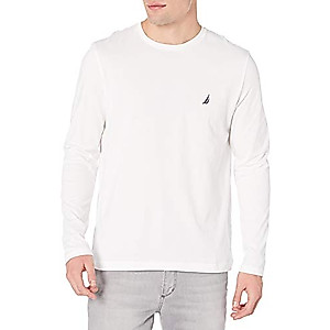 Nautica Men's J-Class Logo Long Sleeve T-Shirt, Bright White, Medium