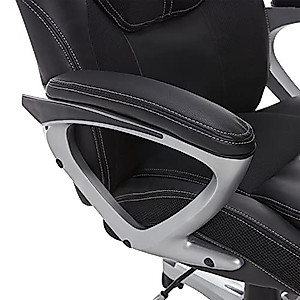 Serta Executive Office Padded Arms, Adjustable Ergonomic Gaming Desk Chair with Lumbar Support, Faux Leather and Mesh, Black
