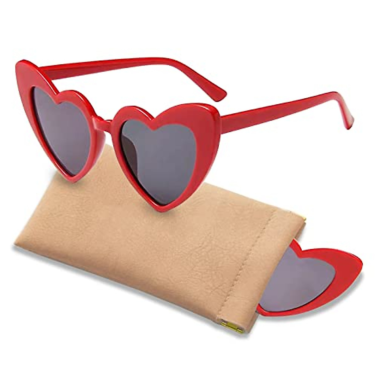 Heart Sunglasses for Womens,Retro Sunglasses,Beach Must Haves UV Protection Sunglasses,Women trendy Love Eyeglasses for Women With Portable Anti-Scratch Glasses Bag for Mountaineering,Swimming,City