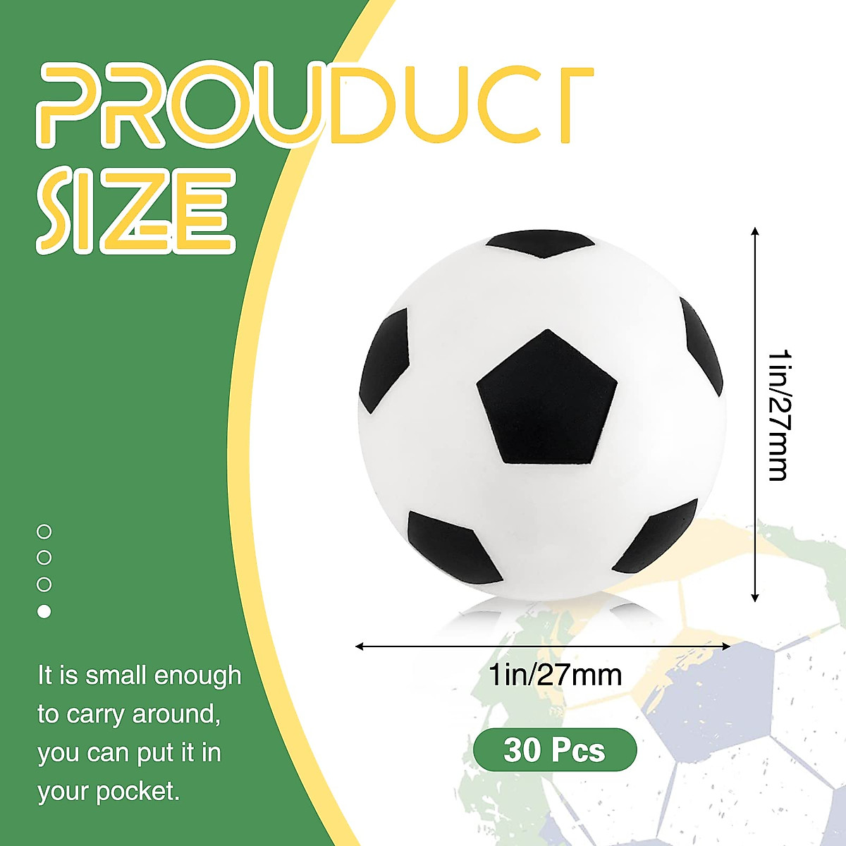 Xeehwb 30pcs Bouncy Balls,Soccer Bouncing Balls,Sports Rubber Bounce Balls,High Bouncing Soccer Balls for Stress Relief,Party Favors,Ball Games,Classroom Prizes,Stocking Stuffers(27mm)