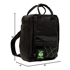 DIME BAGS Hot Box Mini Backpack | Multi Pocket Small Backpack made of Premium Hemp and Recycled Materials | School Backpack or Travel Bag (Black)