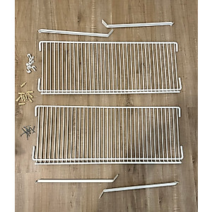 Generic 2 pc White Wall Shelf Inexpensive Heavy-Duty Steel with an Anti-Rust Coat with All Hardware, Pantry Wall Shelves, Garage Wall Shelves, Wall Mounted Shelf for Storage, Laundry Room Shelf