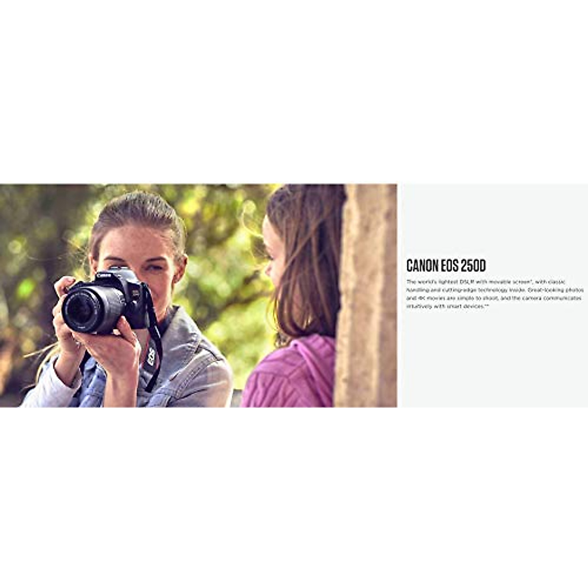 Canon EOS 250D / Rebel SL3 DSLR Camera with 18-55mm Lens (Black), Creative Filter Set, EOS Camera Bag, Sandisk Ultra 64GB Card, 6AVE Electronics Cleaning Set, and More (Renewed)