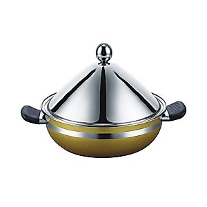 Tajine, with base, suitable for various types of stoves, induction cookers and ovens, suitable for soup pot, steamer, Taji pot, stainless steel multifunctional pot, diameter 26cm