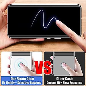 Magnetic Case for Samsung Galaxy S22 Ultra, Double Sided Clear Tempered Glass Phone Case [Super Magnetic Adsorption], 360 Full Protective Support Wireless Charger Case for Galaxy S22 Ultra 5G 6.8''