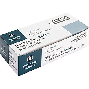 Business Source Fold-Back Binder Clips, Black, Medium (36551)