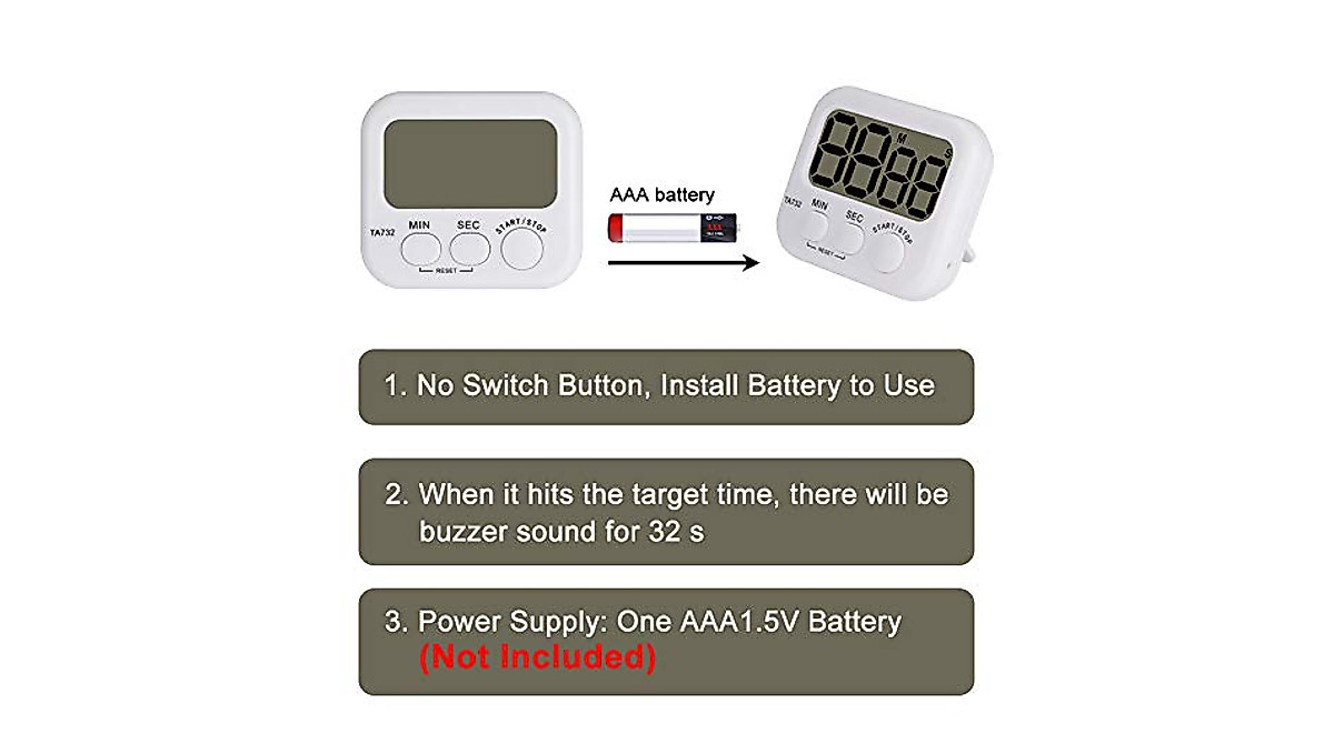 stonylab 2-Pack Digital Timer - Loud Alarm & Easy Use