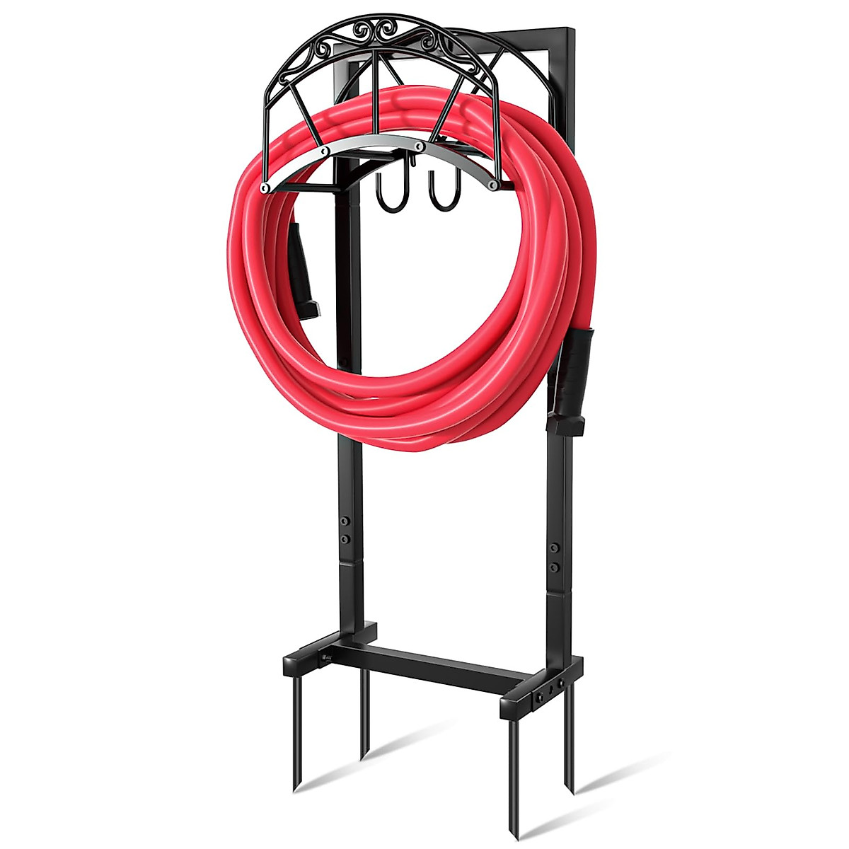 GREENER Freestanding Heavy Duty Hose Holder - Detachable Metal Hanger, Holds 150-feet Hose, Outdoor Yard Lawn Storage Rack