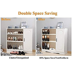 Yagizaai Bayou Shoe Slots, 8 PCS Shoes Slots Organizer, 4-Level Adjustable Shoe Stacker, Upgraded Shoe Space Saver, 50% Space-Saving Shoe Holders(Black)