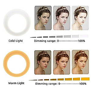 Ring Light - 18 inch 52 W Dimmable LED Ring Light Kit with Stand Adjustable 3200-5500 K Color Temperature Lighting for Vlog, Makeup, YouTube, Photo,Camera,Video - Control with Remote