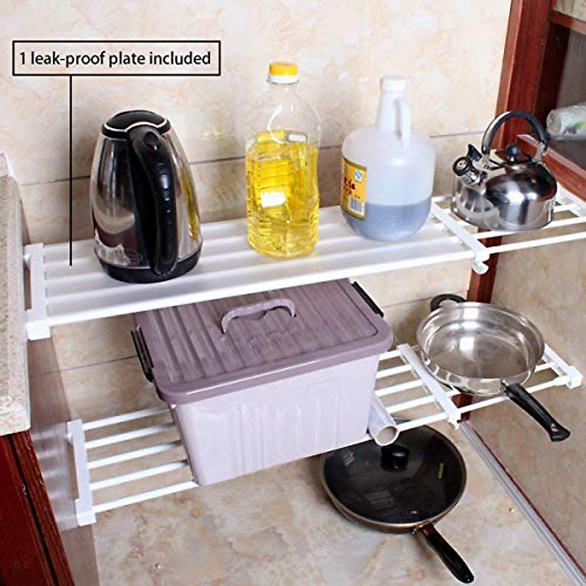 TabEnter Adjustable Shelf Organizer Expandable Closet Shelf and Rod with No Drilling for Wardrobe Cupboard Kitchen Bookcase (18.2" - 29.5")