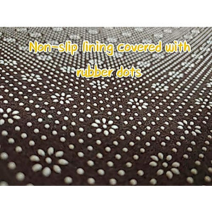 Jesmacti Kitchen Rugs and Mats Rug for Kitchen Sink Area Vintage Italian Tile Pattern Brown Kitchen Rug (17X48+17X24 Inches) Boho Kitchen Rug