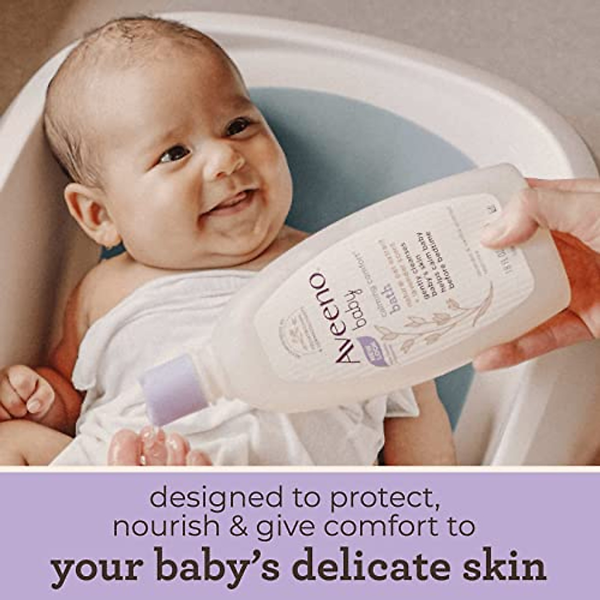 Aveeno Baby Mommy & Me Daily Bathtime Gift Set Including Baby Wash & Shampoo, Calming Baby Bath & Wash, Baby Moisturizing Lotion & Stress Relief Body Wash for Mom, Soap-Free, 4 Items