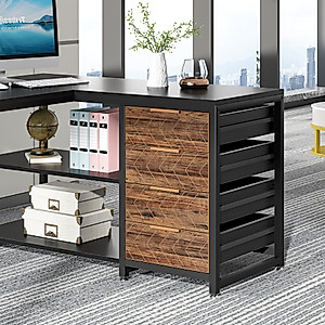 Tribesigns L Shaped Computer Desk with Storage Drawers, 59 inch Corner Desk with Shelves, Reversible L-Shaped Office Desk Study Writing Table Workstation for Home Office, Black