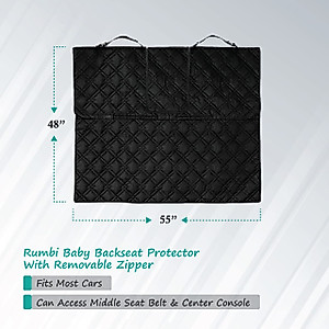 Car Back Seat Protector for Kids with Removable Zipper – Thick Padded Diamond Design Child Backseat Cover for Car Truck SUV with Non-Slip Material 100% Waterproof 600D Scratch Proof Machine Washable