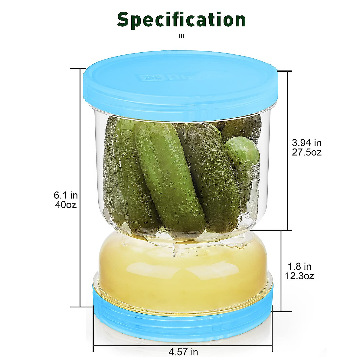 AIxibu Pickle Jar with Strainer Flip,40oz Pickle Flip Jar With Double Leak Proof,Food Storage Container of Pickles(1PCS)-Blue
