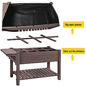 Aivituvin 52.7x22x30in Raised Garden Bed, Elevated Wood Planter Box Stand for Outdoor Gardening, Liner Included, 230lbs Capacity