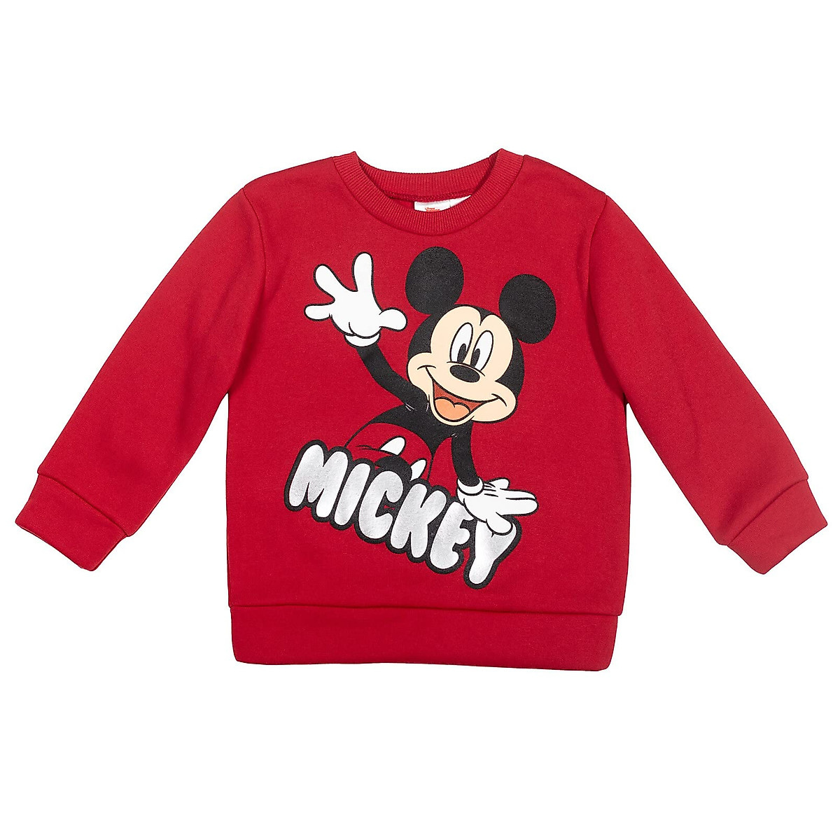Disney Mickey Mouse Little Boys 2 Piece Set: Pullover Sweatshirt Jogger Pants Red/Gray 7-8