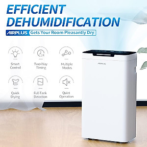 AIRPLUS Dehumidifier for Basement, 1,500 Sq. Ft Powerful Dehumidifier for Home,Large Rooms, Bedrooms, Sufficient Capacity Water Tank with Drain Hose -30 Pints(AP2011N)