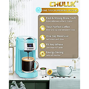 CHULUX Upgrade Single Serve Coffee Maker for K CUP, Mini Coffee Maker Single Cup 5-12oz Coffee Brewer, 3 in 1 Coffee Machine for K Cups Pod Capsule Ground Coffee Tea, One Touch Fast Brewing in Minutes