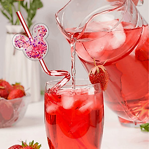 24Pcs Glitter Mouse Straws for Kids Party Favors, Straws for Birthday Party Supplies, Drinking Straws for Boys Girls Party Decorations