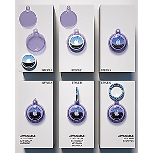 4 Pack Airtag Keychain Waterproof, Air Tag Holder for Apple Airtag GPS Tracker, Soft Full-Body Shockproof Apple Tag Case for Dog Cat Collar, Luggage, Keys (4 Holder+1 Lanyard)