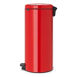 Brabantia New Icon Step Trash Can (8 Gal / Passion Red) Soft Closing Kitchen Garbage/Recycling Can with Removable Bucket