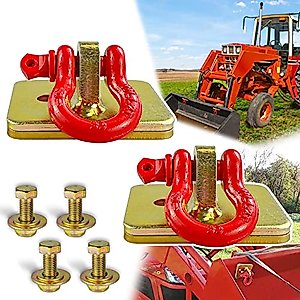 VIAGL 2pcs Bolt on Tractor Bucket Grab Clevis Mount Hooks with 1/2in D Ring Shackle Loader Chain Grab Hook, Gold and RED
