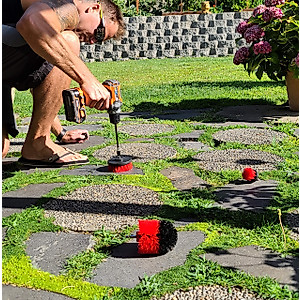 Bring It On Cleaner Drill Brush Attachment Set 3 Brushes - Bring It On Power Scrubber Brush Cleaning Kit, 5 Inch Extension, Use On Grout, Cars, Bathroom Surfaces, & Tile